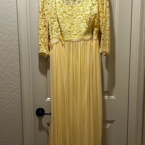 David's Bridal | Dresses | Davids Bridal Yellow Pleated Gown With ...